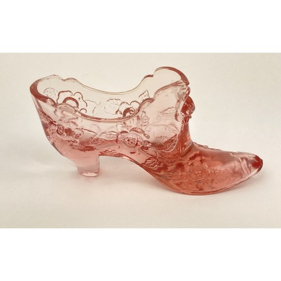 Fenton | Accents | Vintage Fenton Pink Glass Slipper Shoe Boot Cabbage ...